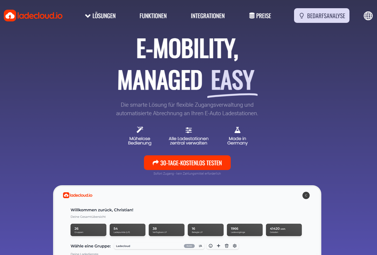E-Mobility managed easy - OCPP Ladesoftware ~ Ladecloud.io